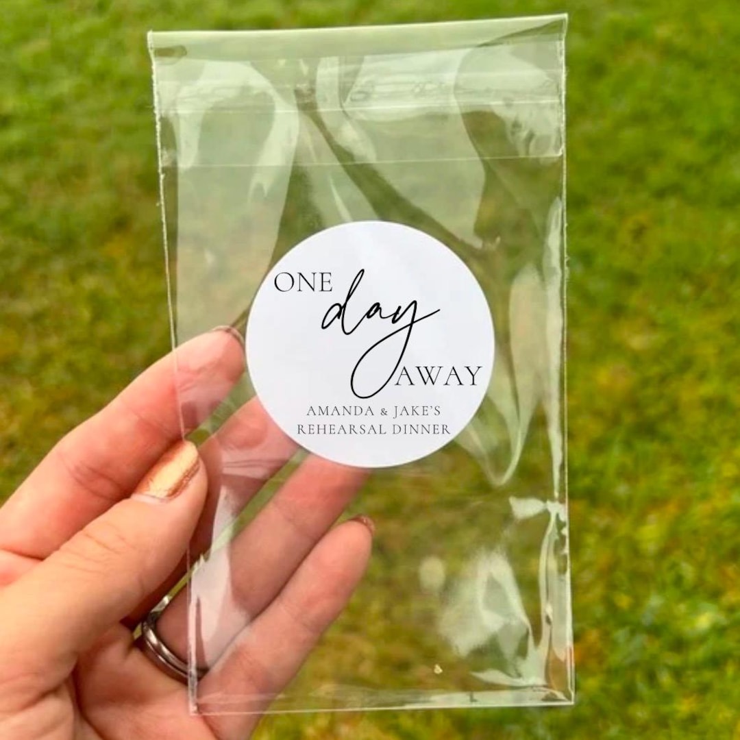 Personalized One Day Away Rehearsal Dinner Favor Bags With Stickers ...