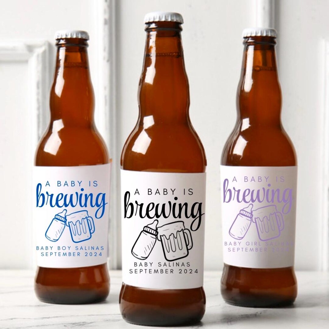 Personalized A Baby is Brewing Beer Bottle Label - Set of 4 - Etsy