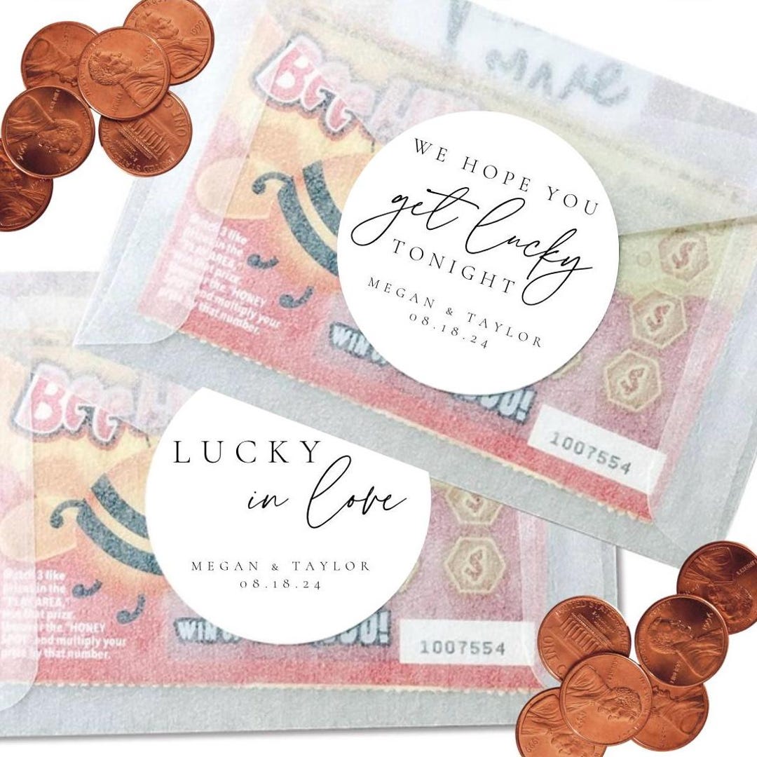 Personalized Lottery Wedding Favor Sticker - Set of 12 | Lucky in Love ...