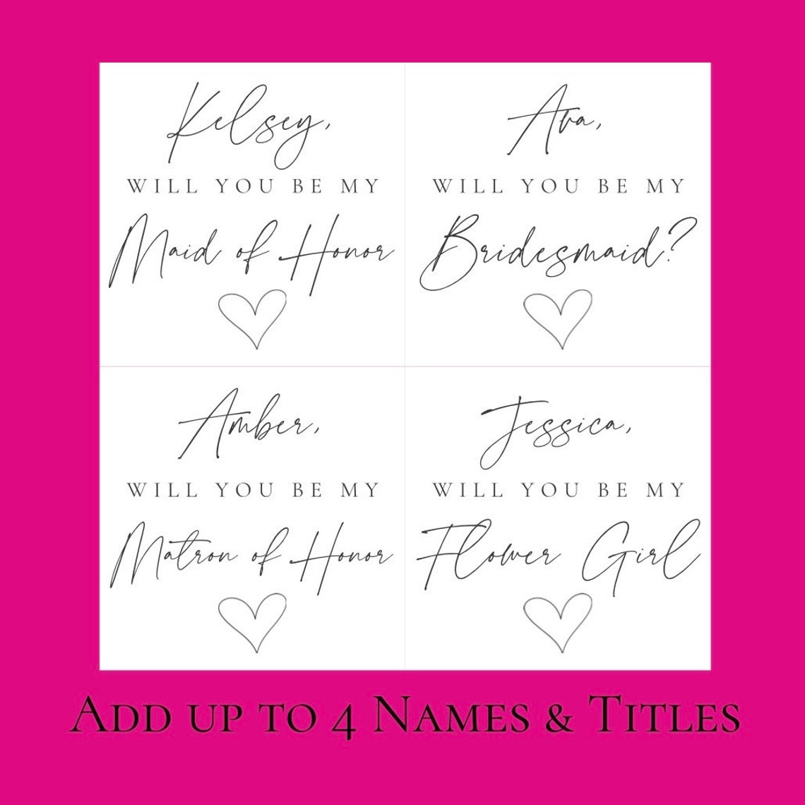 Personalized Bridesmaid Proposal Labels: Set of 4 Wedding Box Stickers ...