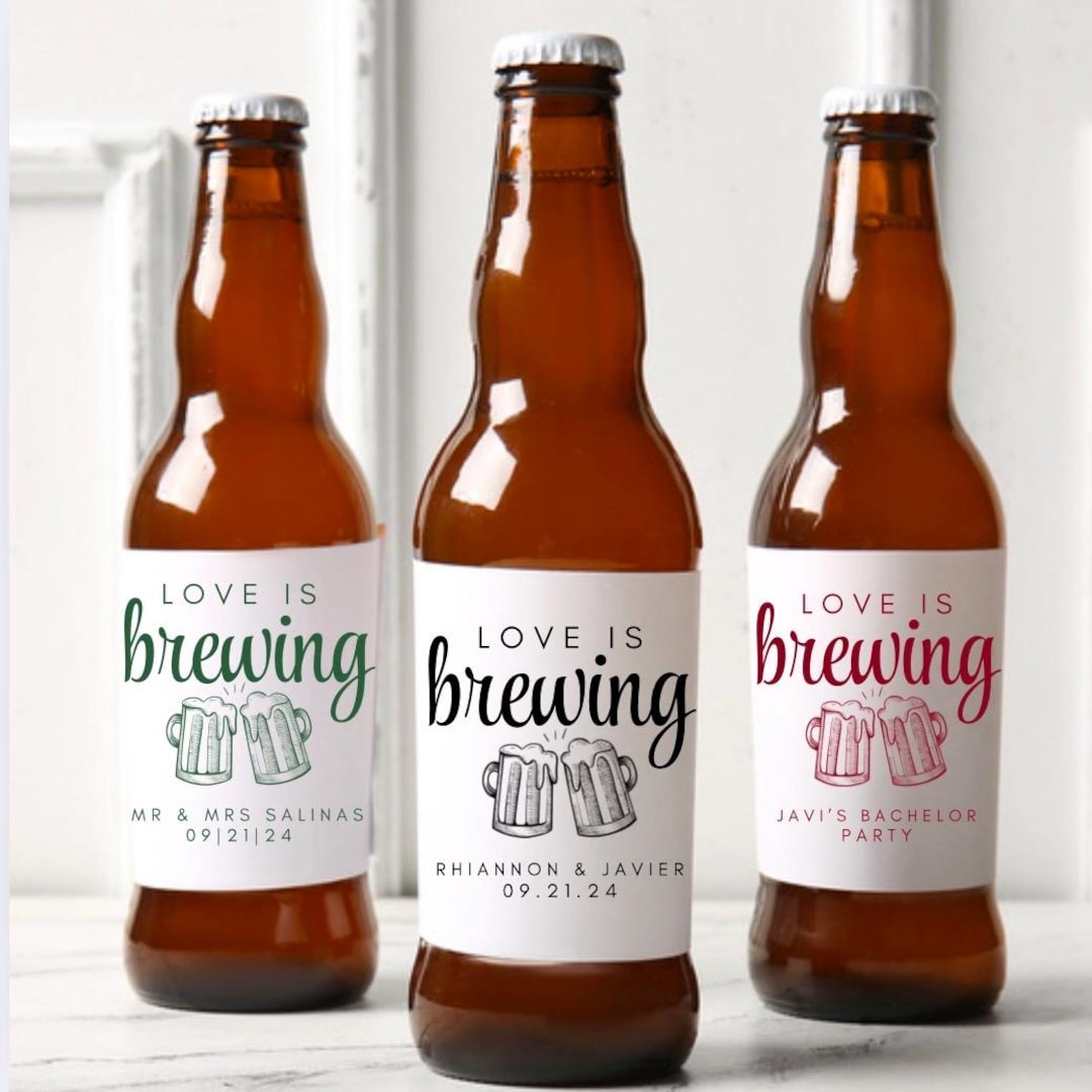 Personalized Love is Brewing Beer Bottle Labels - Set of 4 - Etsy