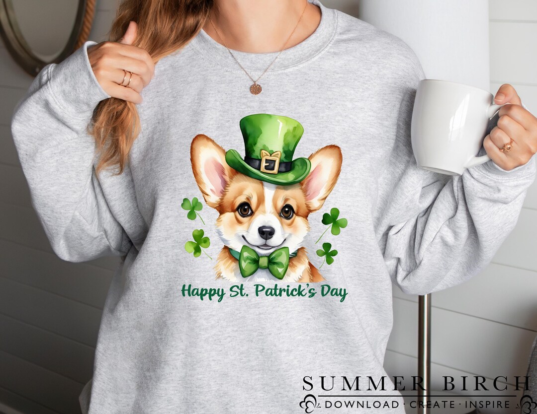 Happy St Patricks Day Corgi PNG SVG, Cute Leprechaun Dog Sublimation ...