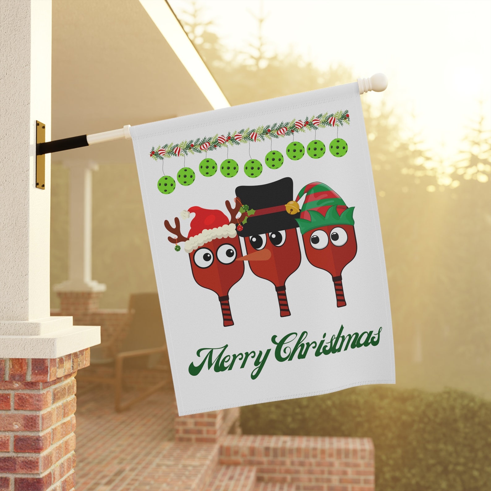 Christmas Pickleball Outdoor Flag, Garden & House Banner, Holiday ...