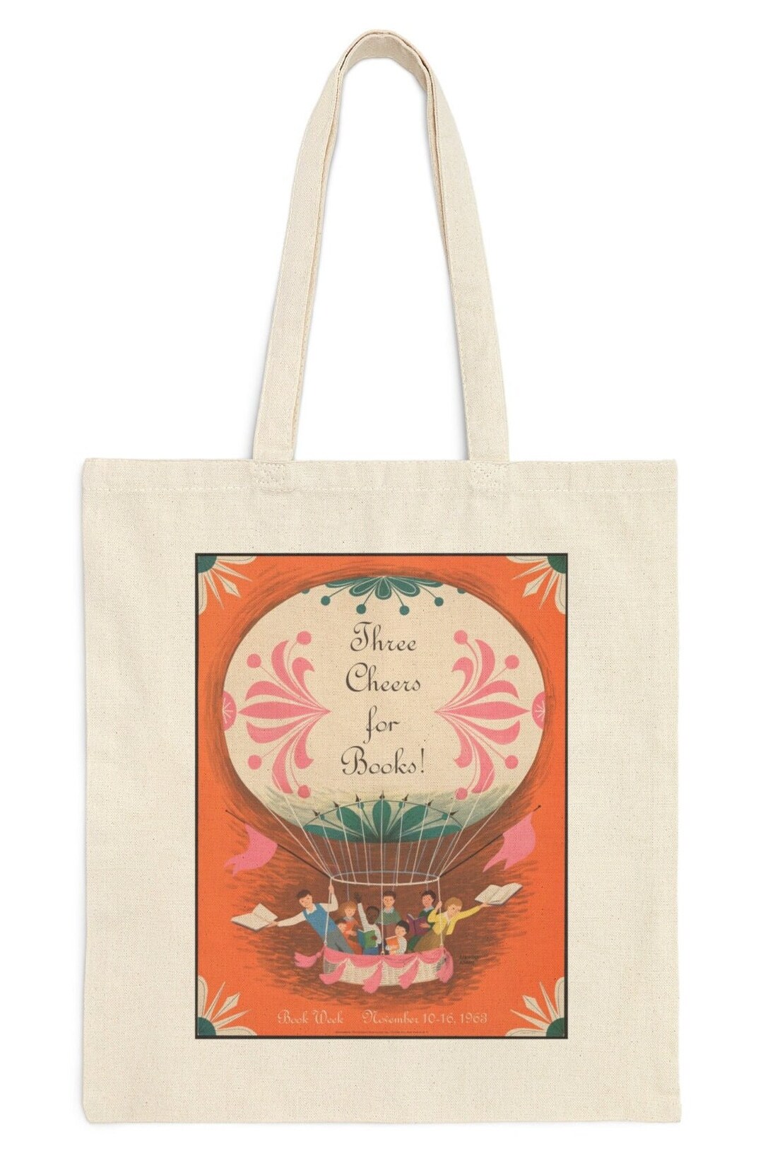 Reading Tote Bag | 1963 Three Cheers for Books Poster | Fun Vintage ...