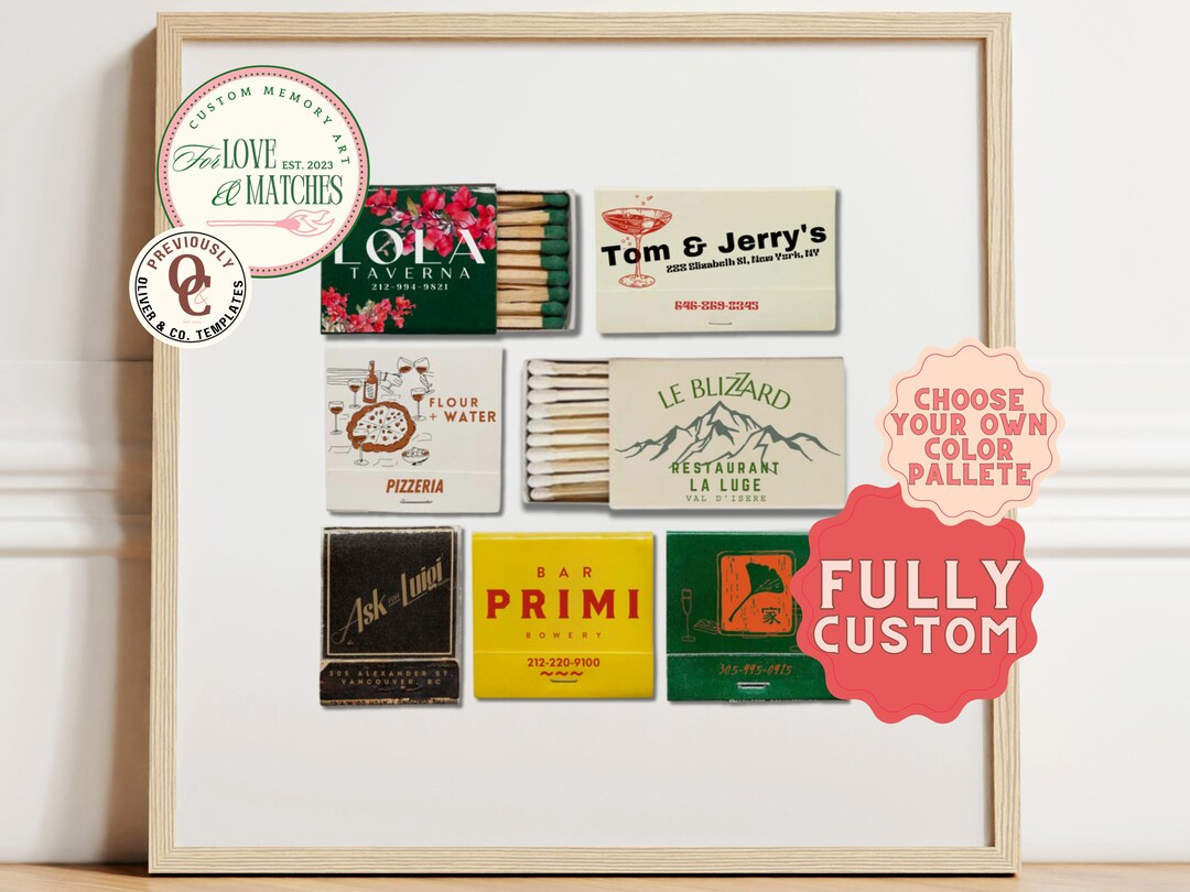 CUSTOM MATCHBOOK ART Personalized Digital Matchbox Gift Retro Matches ...