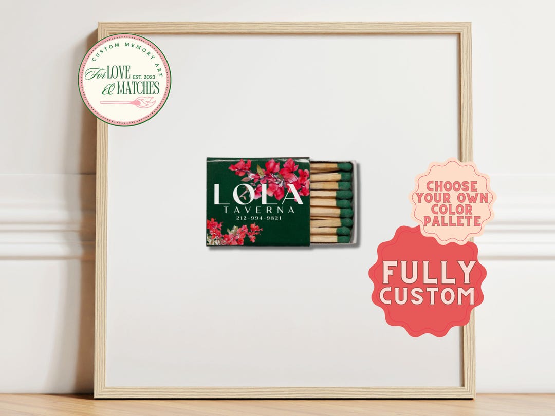 SINGLE CUSTOM MATCH Print Personalized Digital Matchbook Gift Matchbox ...