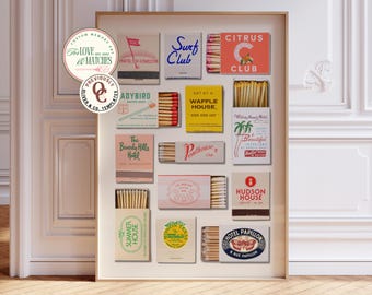 Vintage Matchbox Print, Trendy Matches Poster, Retro Matchbook Wall Art ...