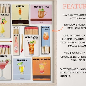 CUSTOM COCKTAIL MATCHES | Digital Bar Cart Wall Decor | Matchbook ...