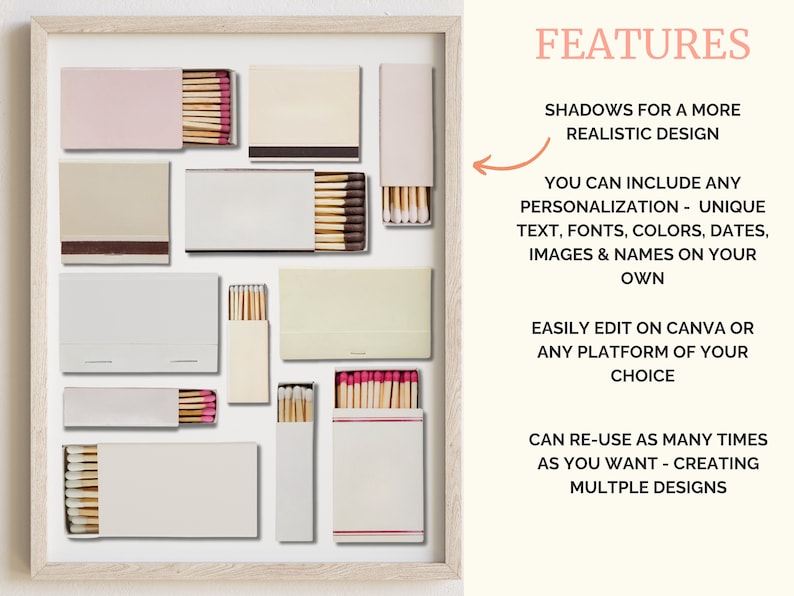 BLANK MATCHBOOK Template Pink | Digital Download | Custom Matches ...