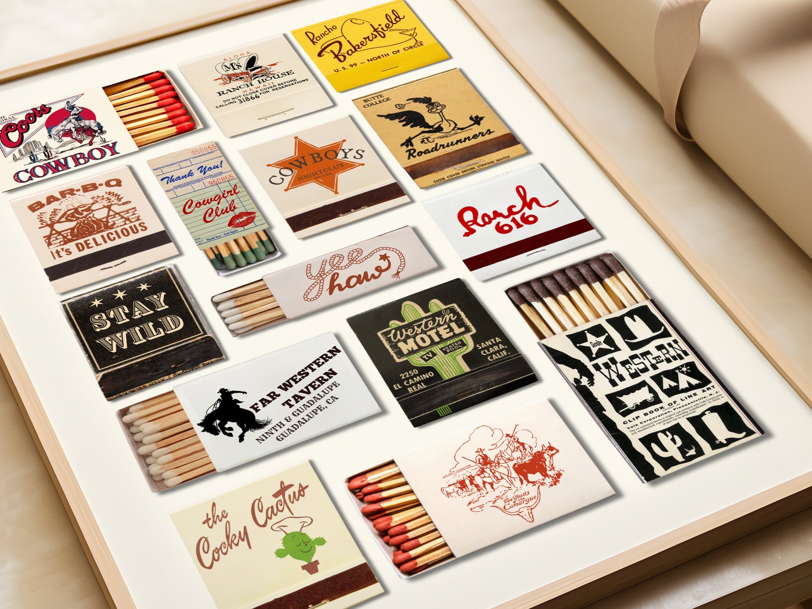 WESTERN MATCHBOOK PRINT, Trendy Matches Poster, Retro Matchbox Wall Art ...