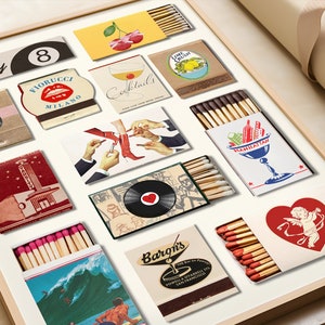 VINTAGE MATCHBOOK PRINT, Trendy Matches Poster, Retro Matchbox Wall Art ...