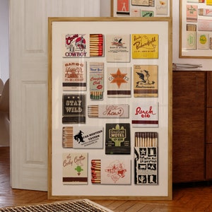 WESTERN MATCHBOOK PRINT, Trendy Matches Poster, Retro Matchbox Wall Art ...