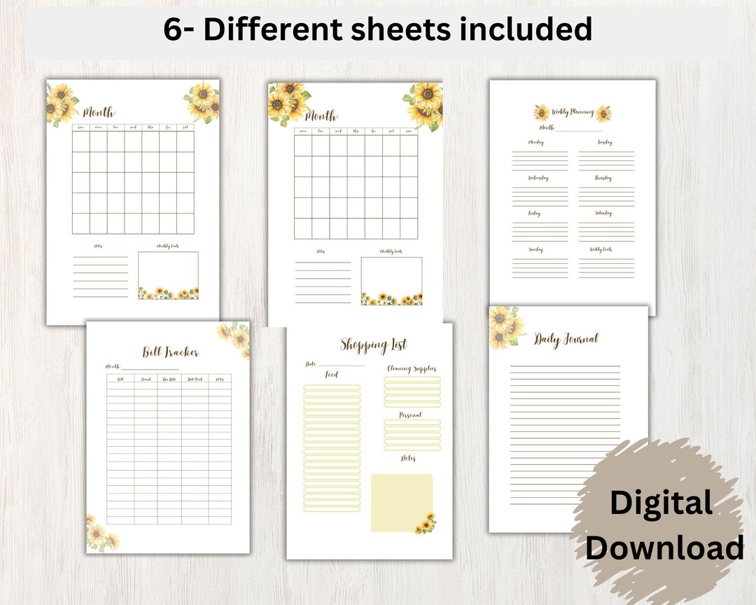 A4 Size, Monthly Printable Undated, Monthly Planner, Monthly Calendar ...