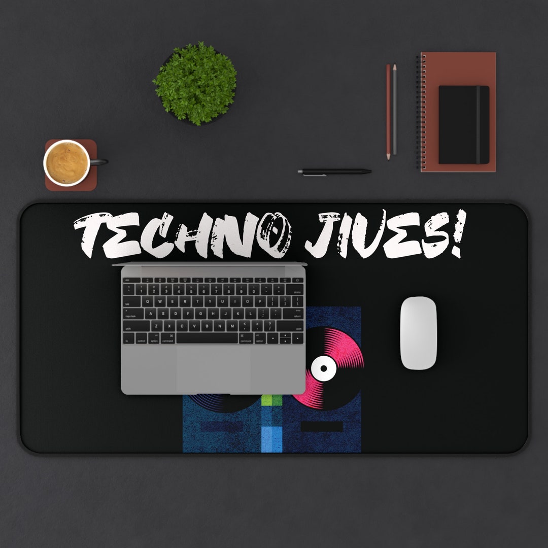 Y2K Techno Jives!, Black Desk Mat, Y2K Retro Vibes, Techno Nostalgia ...