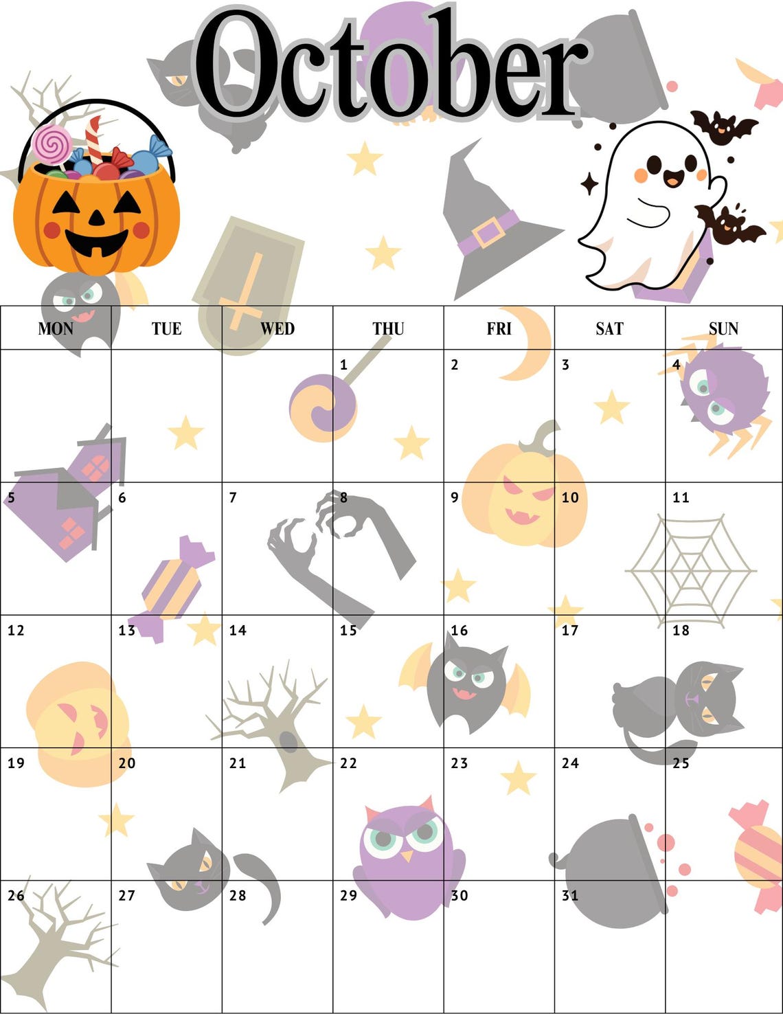Year Round Monthly Calendar | Cute Seasonal Wall Calendar | Reusable ...