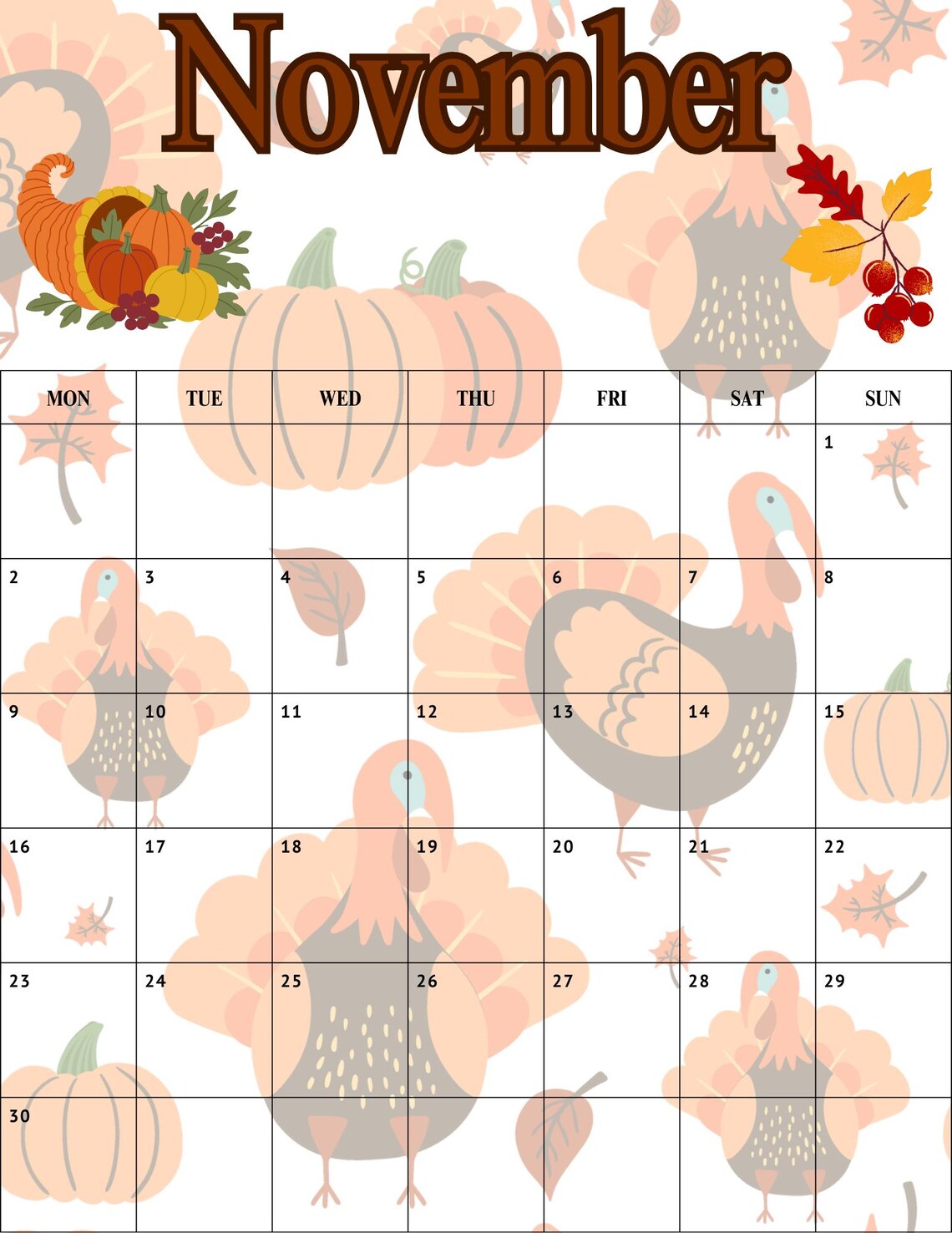 Year Round Monthly Calendar | Cute Seasonal Wall Calendar | Reusable ...