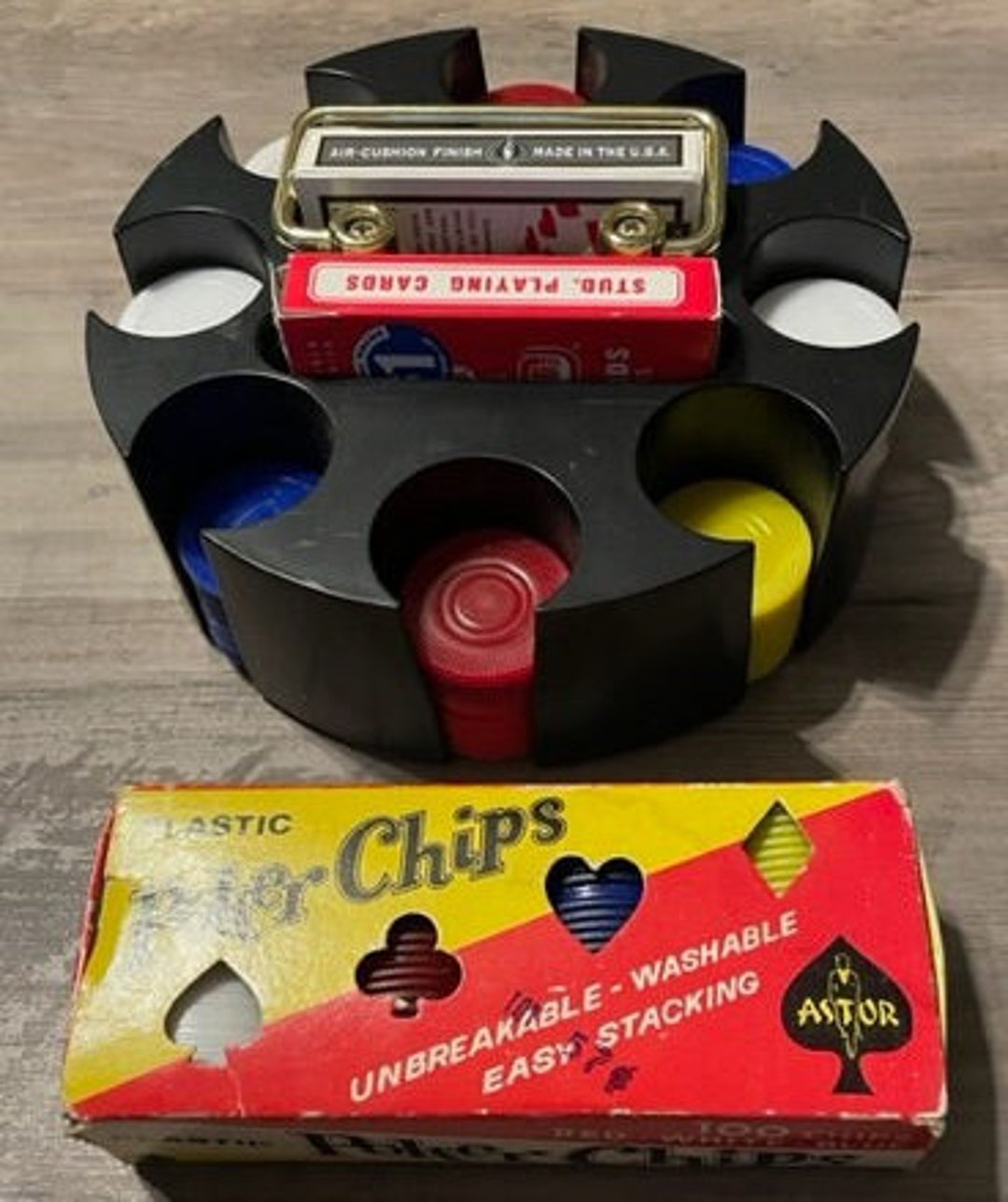 Vintage Poker Chip Caddy With Chips - Includes an Additional Box of ...