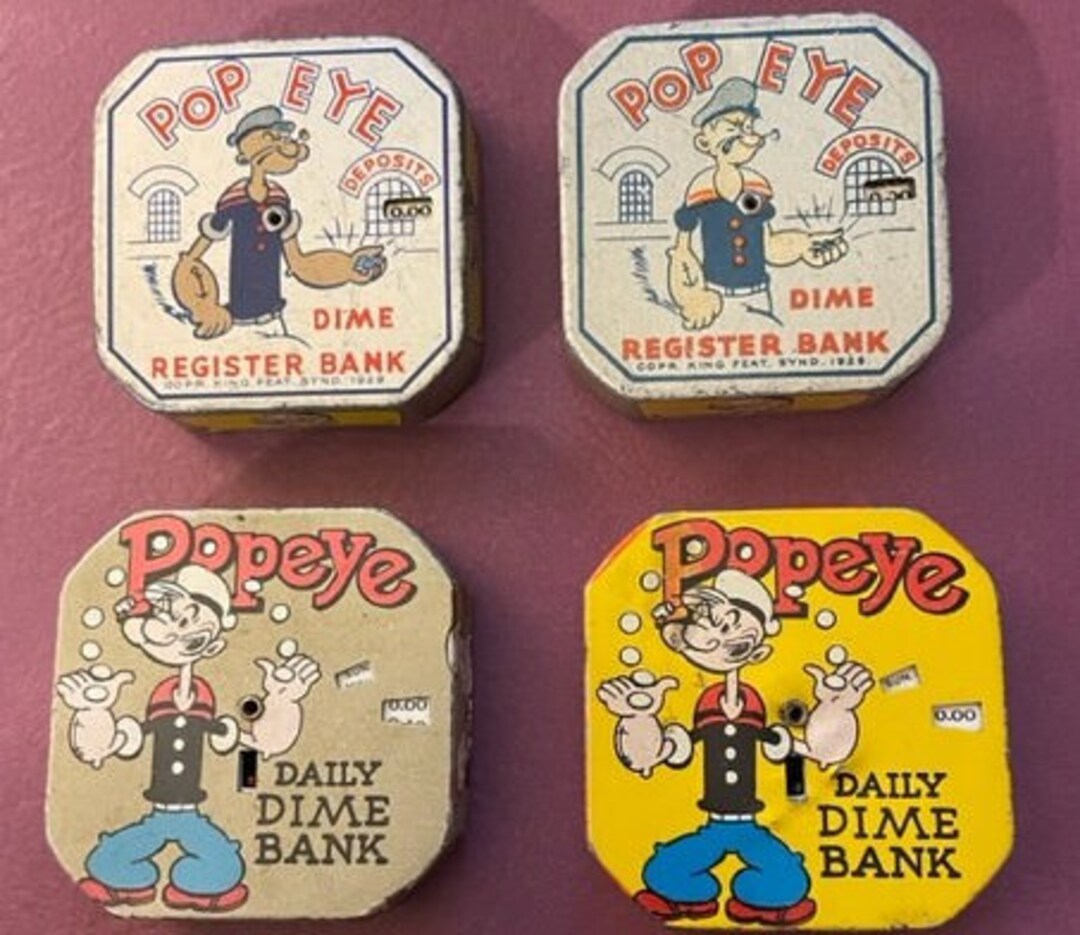 Complete Set of Popeye Dime Register Banks. Rare to Find All Four. - Etsy