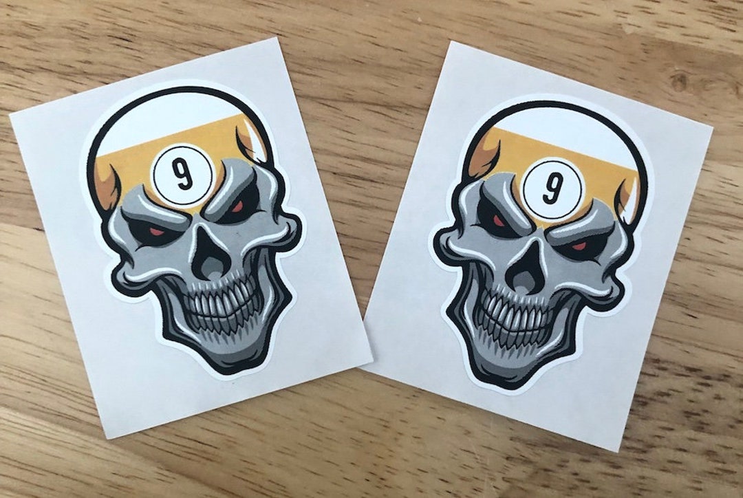 9 Ball Skull Sticker ... Pool .. Billiards (2 Stickers) - Etsy