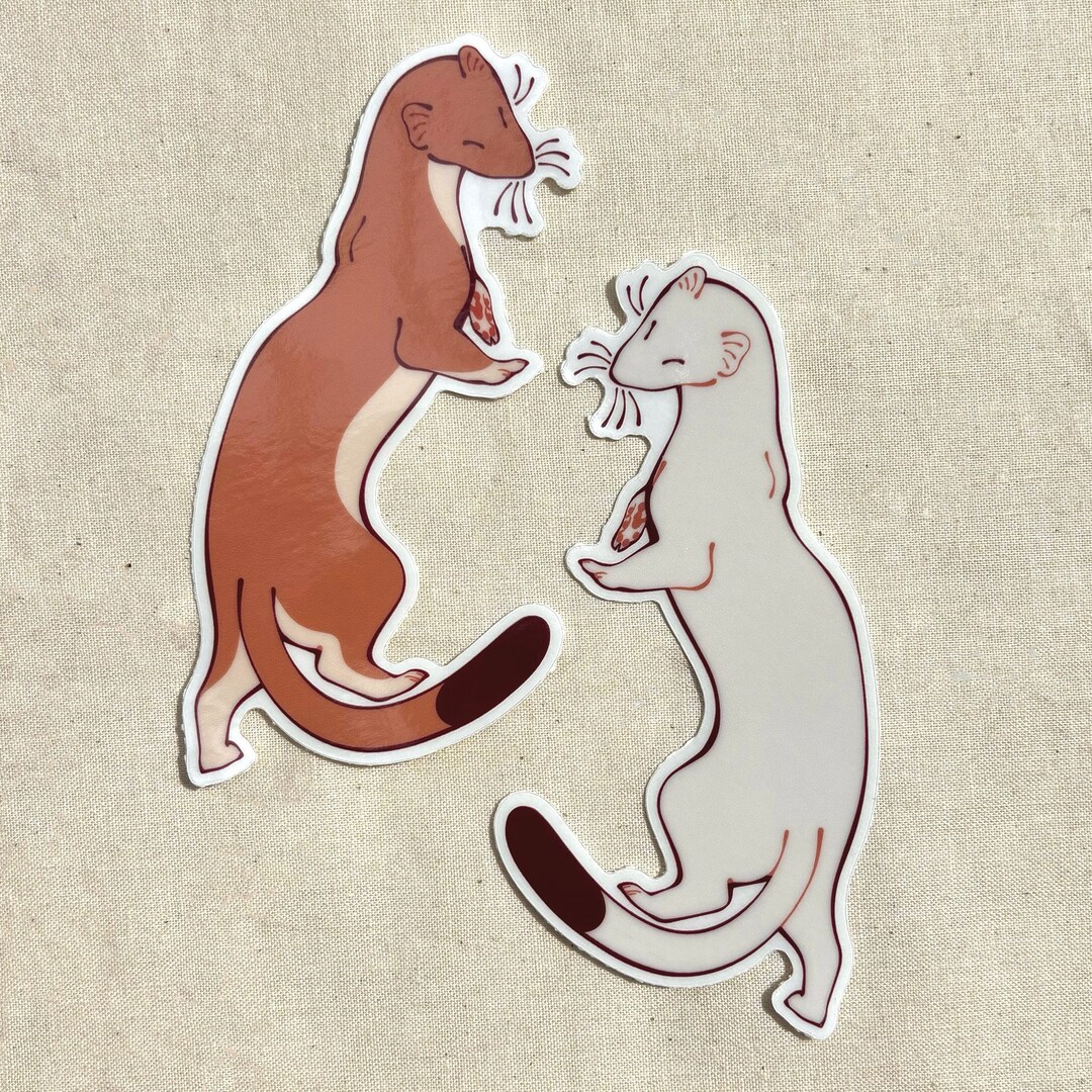 Summer and Winter Weasels | Glossy Transparent Vinyl Sticker Pair ...