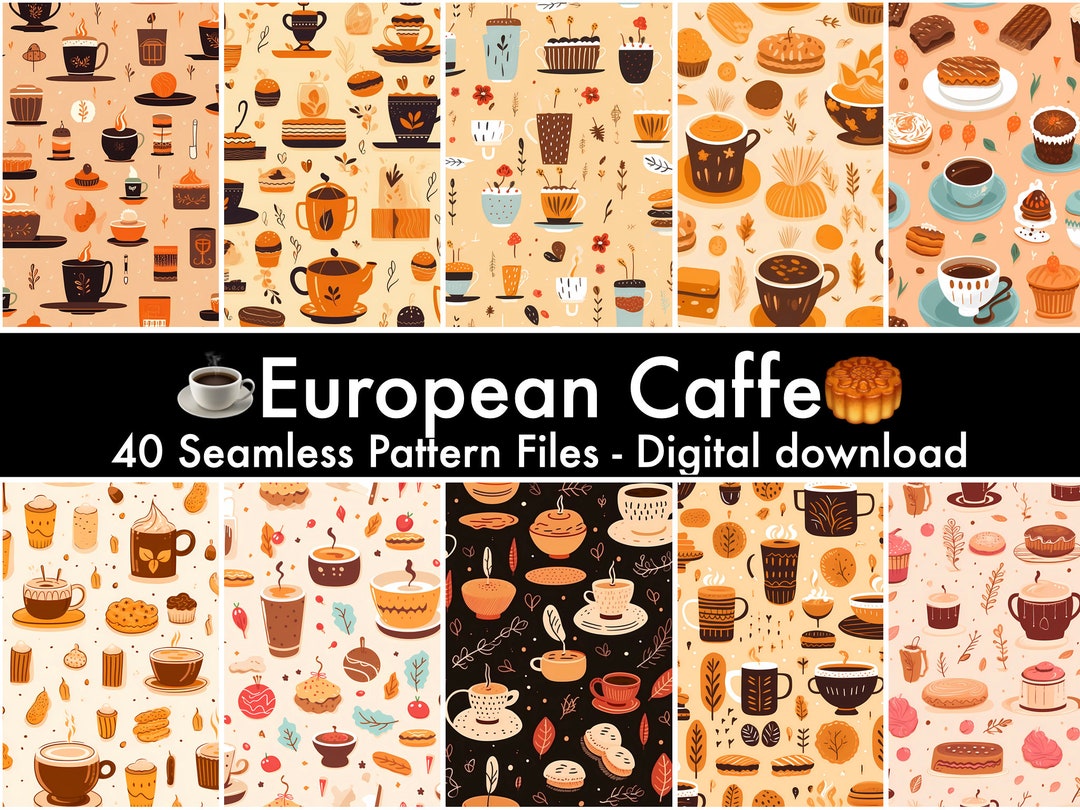 European Café Seamless Patterns for Design, Crafts, and More - Etsy