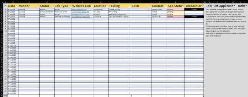Job Hunt Tracker Template - Etsy