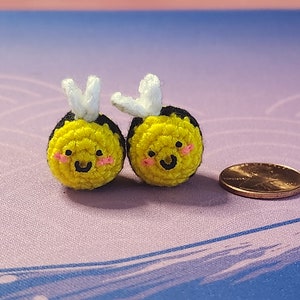 Mini Handmade Crochet Adventure Time Bee Earrings, Cute Crochet Bees ...