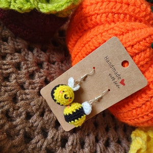 Mini Handmade Crochet Adventure Time Bee Earrings, Cute Crochet Bees ...