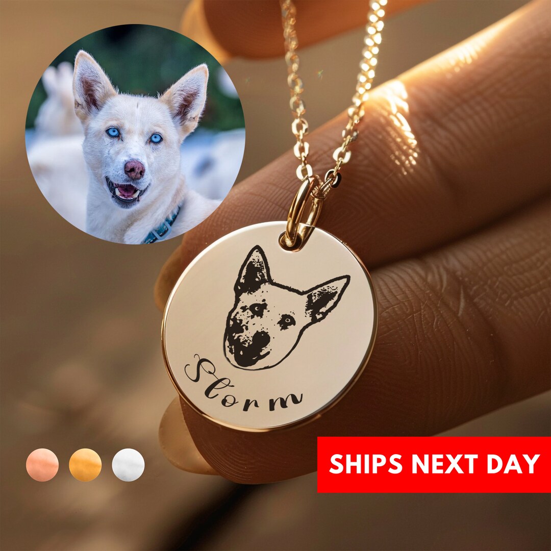 Personalized Pet Necklace Custom Pet Portrait Actual Pet Engraved ...