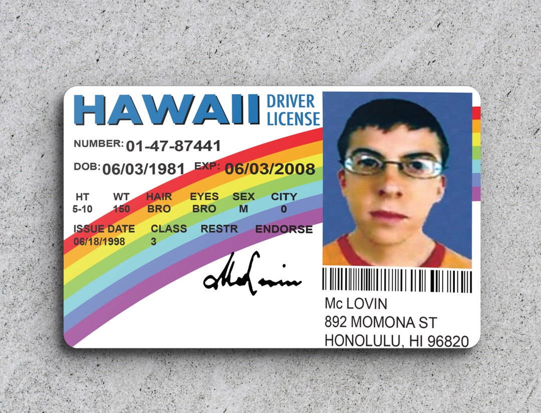 Mclovin Id Card Cover Credit & Debit Card Skin Cover - Etsy UK
