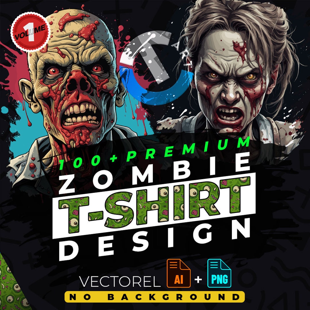 Zombie Vol.1 T-shirt Design Bundle Suitable for Printing, 100+ High ...