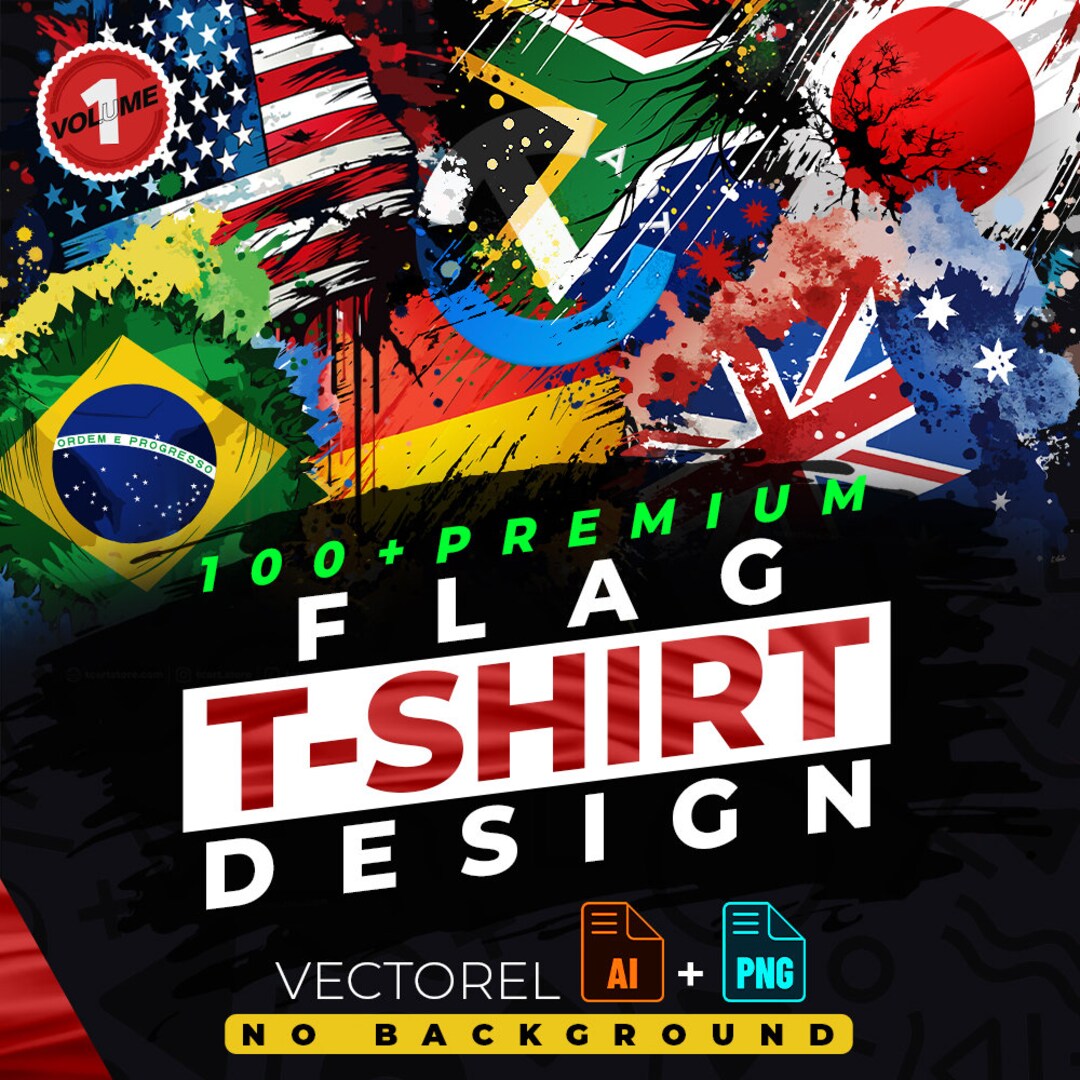 Flag Vol.1 T-shirt Design Bundle Suitable for Printing, 100+ High Quality Urban Graphics, Vector ...