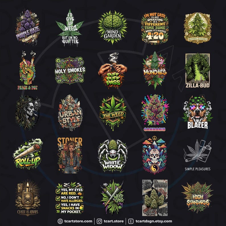 Weed Vol.9 T-shirt Design Bundle Suitable for Printing, 100+ High ...
