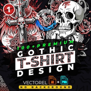Gothic Vol.1 T-shirt Design Bundle Suitable for Printing, 100+ High ...