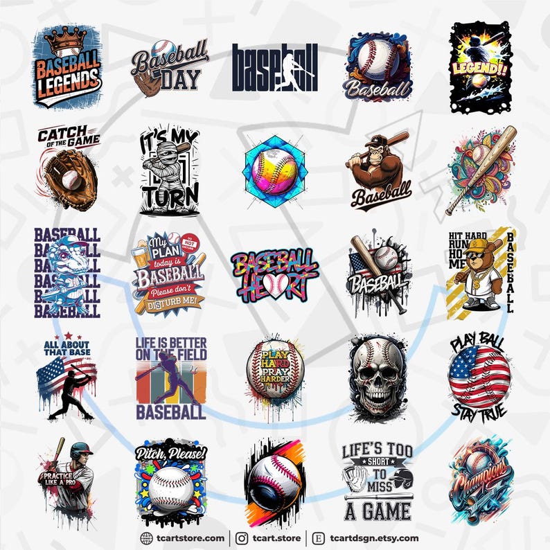 Baseball Vol.1 T-shirt Design Bundle Suitable for Printing, 100+ High ...