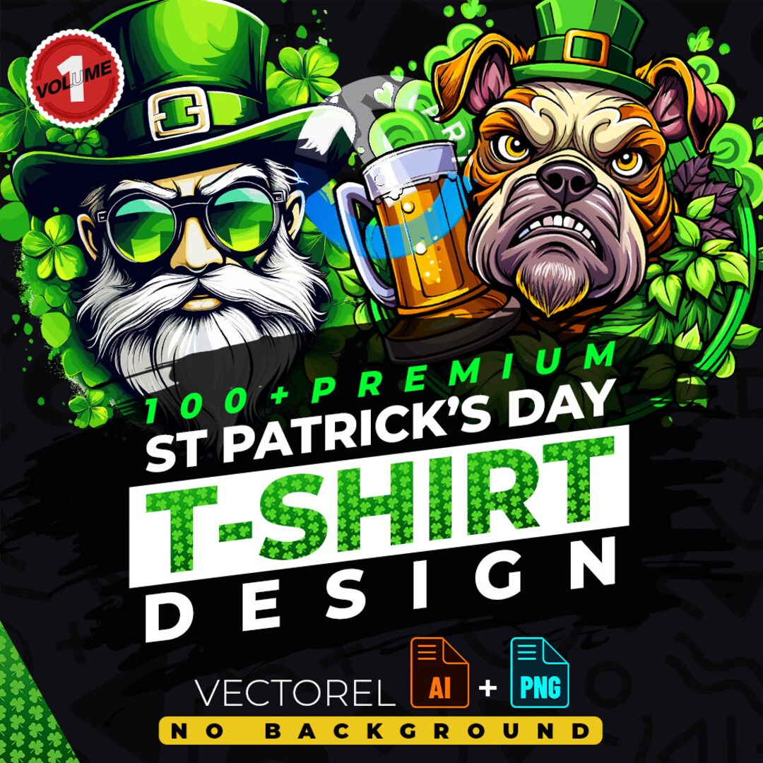 St Patrick's Day Vol.1 T-shirt Design Bundle Suitable for Printing, 100 ...