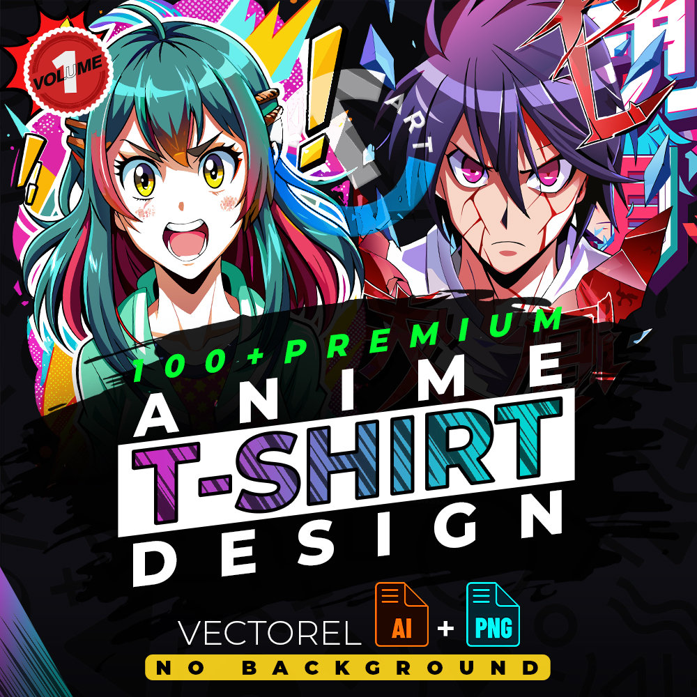 Anime Vol.1 T-shirt Design Bundle Suitable for Printing, 100+ High ...