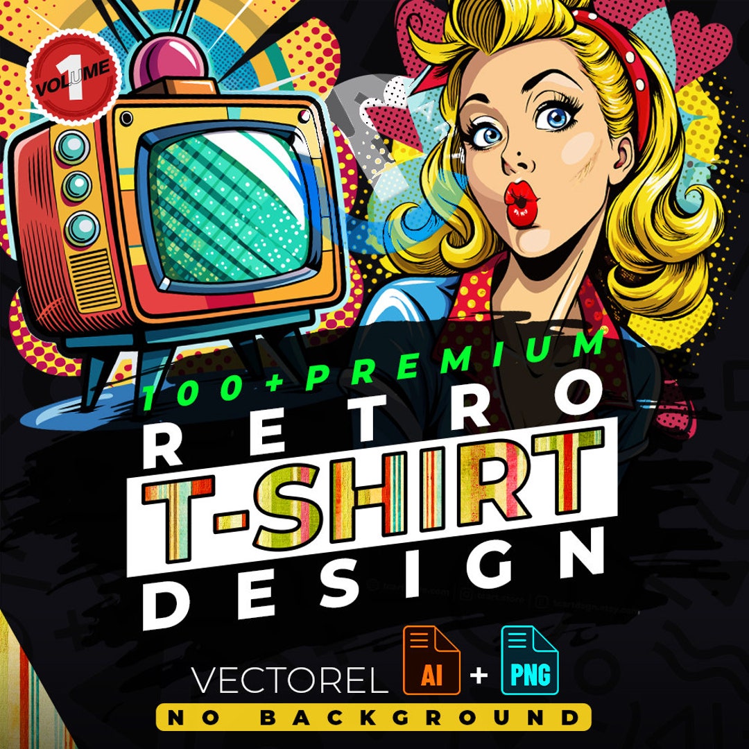 Retro Vol.1 T-shirt Design Bundle Suitable for Printing, Vintage Style ...