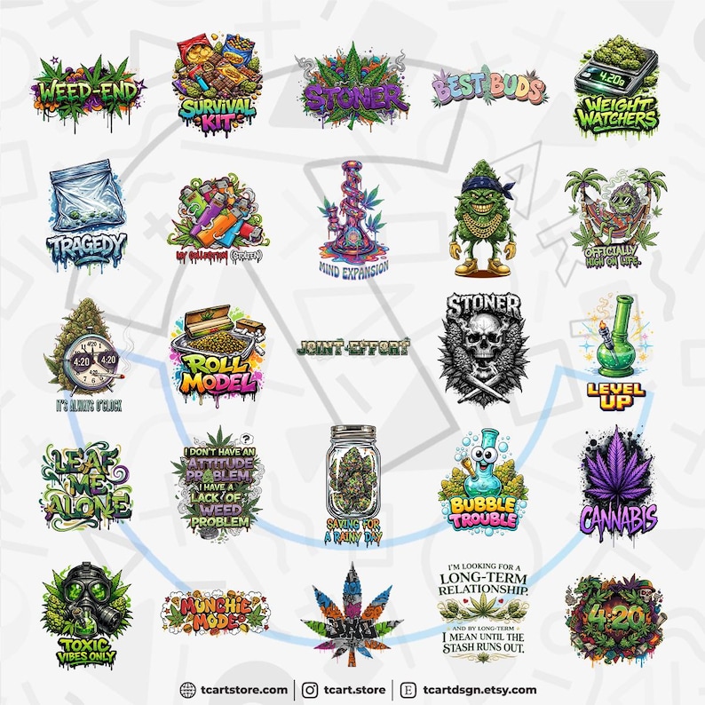 Weed Vol.9 T-shirt Design Bundle Suitable for Printing, 100+ High ...