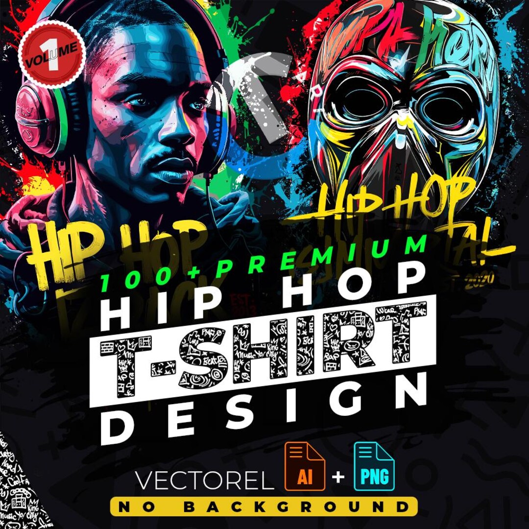Hip Hop Vol.1 T-shirt Design Bundle Suitable for Printing, Urban Rap ...