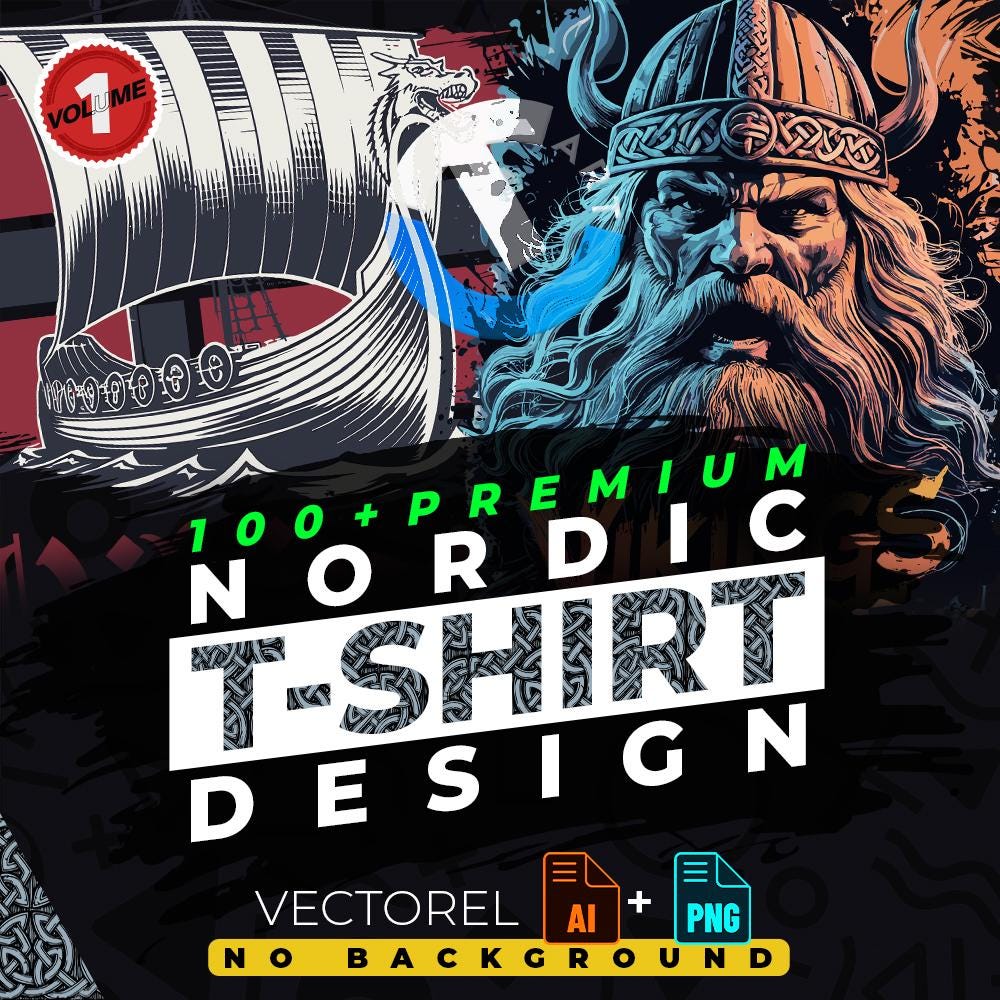 Nordic Vol.1 T-shirt Design Bundle Suitable for Printing, 100+ High ...