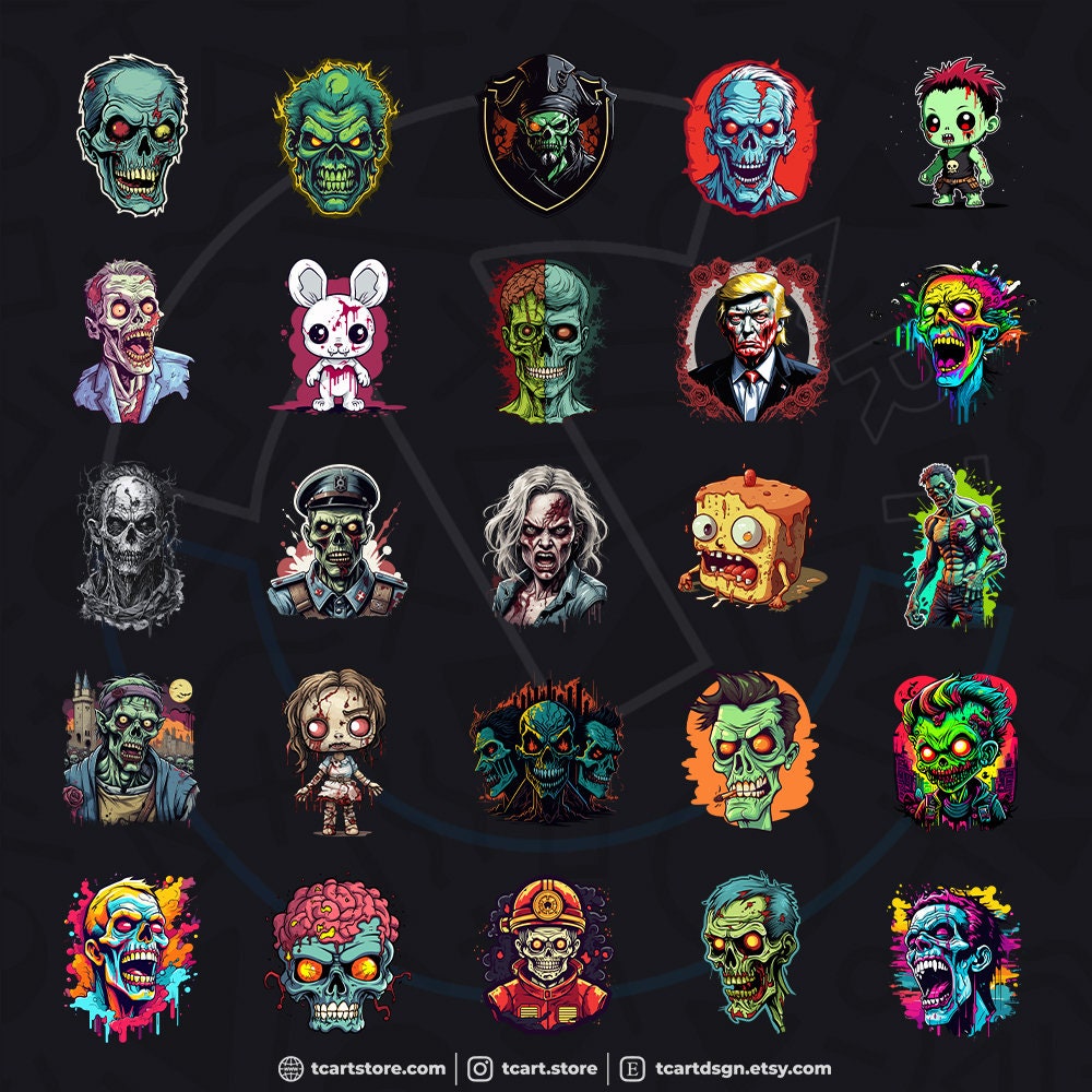 Zombie Vol.1 T-shirt Design Bundle Suitable for Printing, 100+ High ...