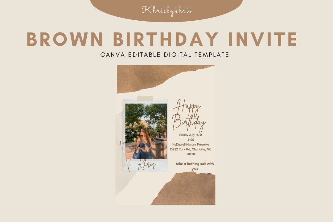 BROWN BIRTHDAY INVITATION - Etsy