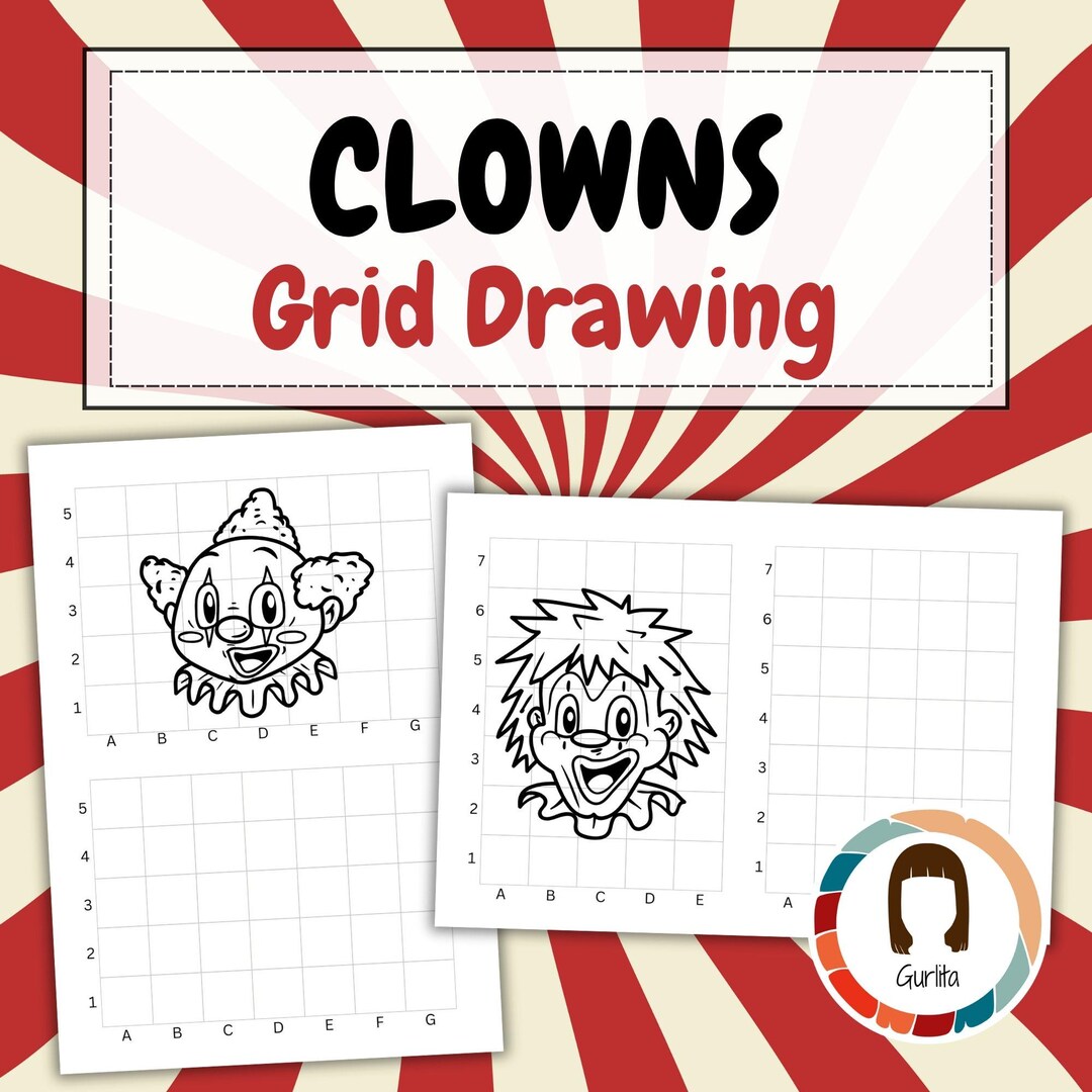 Learn to Draw: Carnival Clowns Grid Technique - 20 Worksheets ...