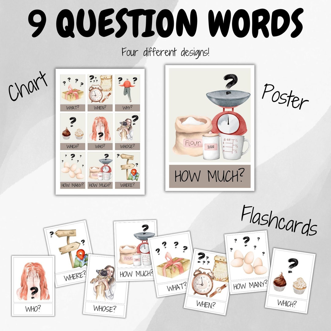 English Question Words - Question Words - Posters, Flashcards, Overview ...