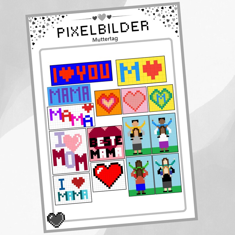 Pixel Images: Mother's Day - Pixel Art, Computer Science, Art - Etsy