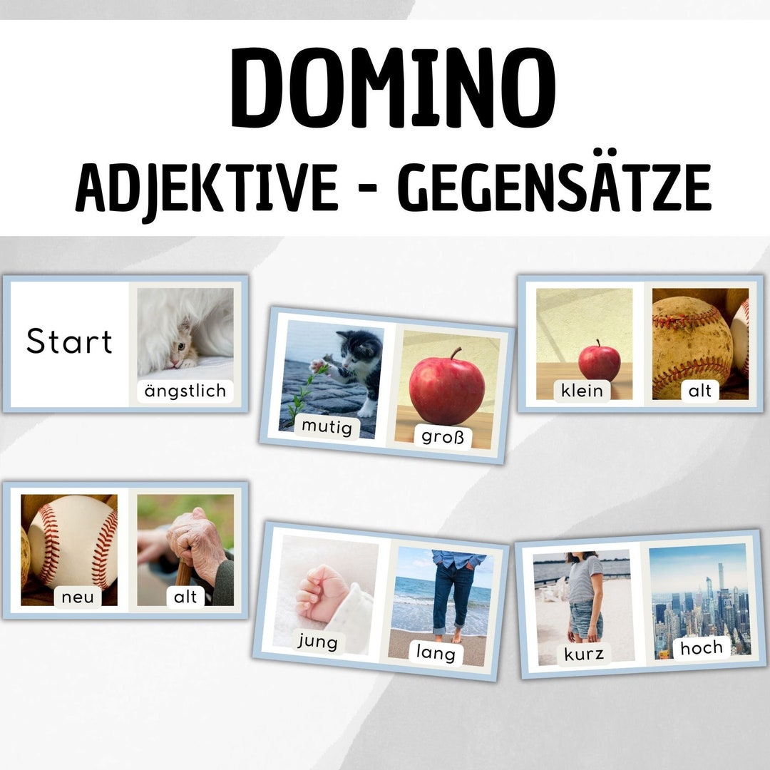 Domino: Learning Game Adjectives Opposites Antonyms - Etsy