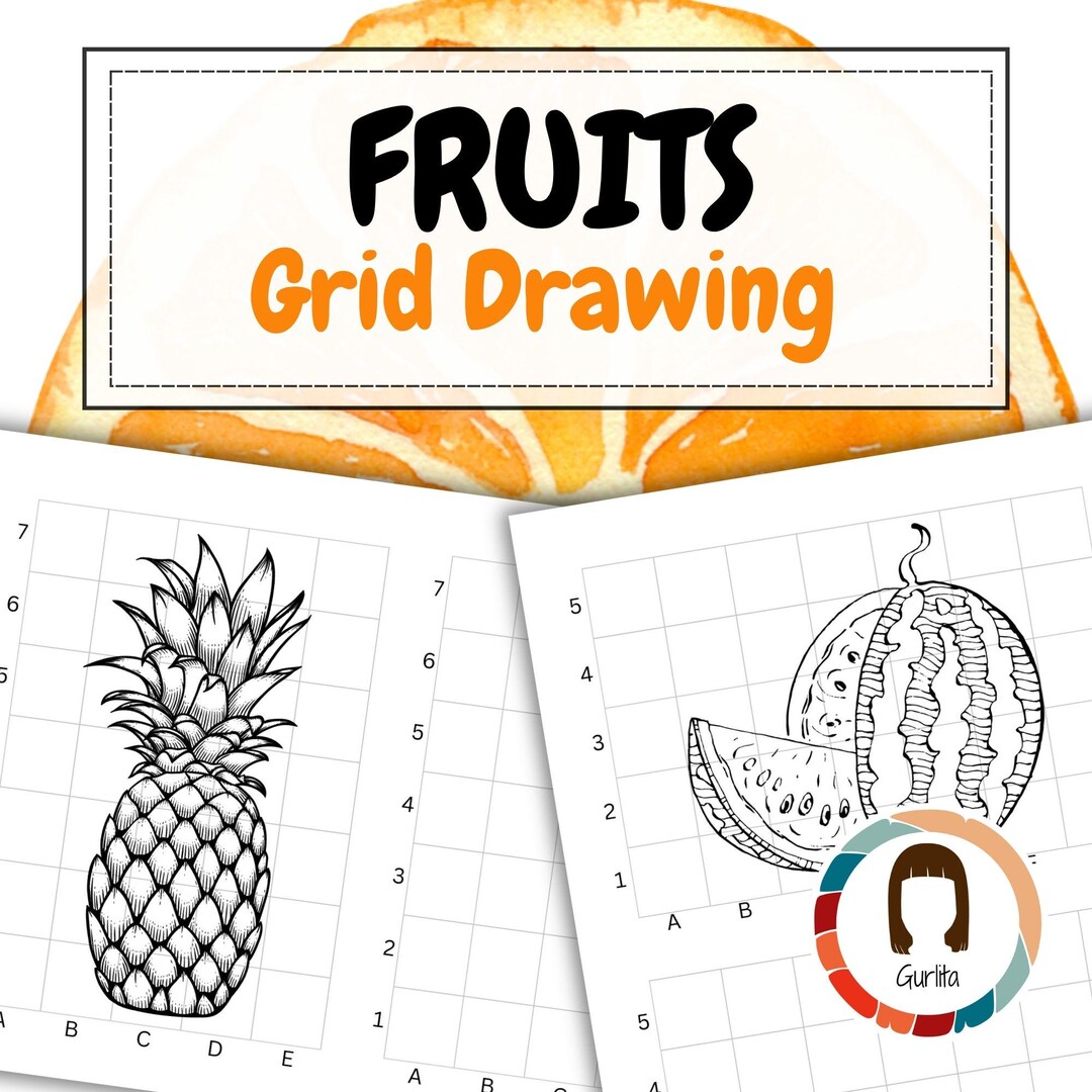 Learn to Draw: Grid Technique - Fruits - Grid Drawing - Etsy UK