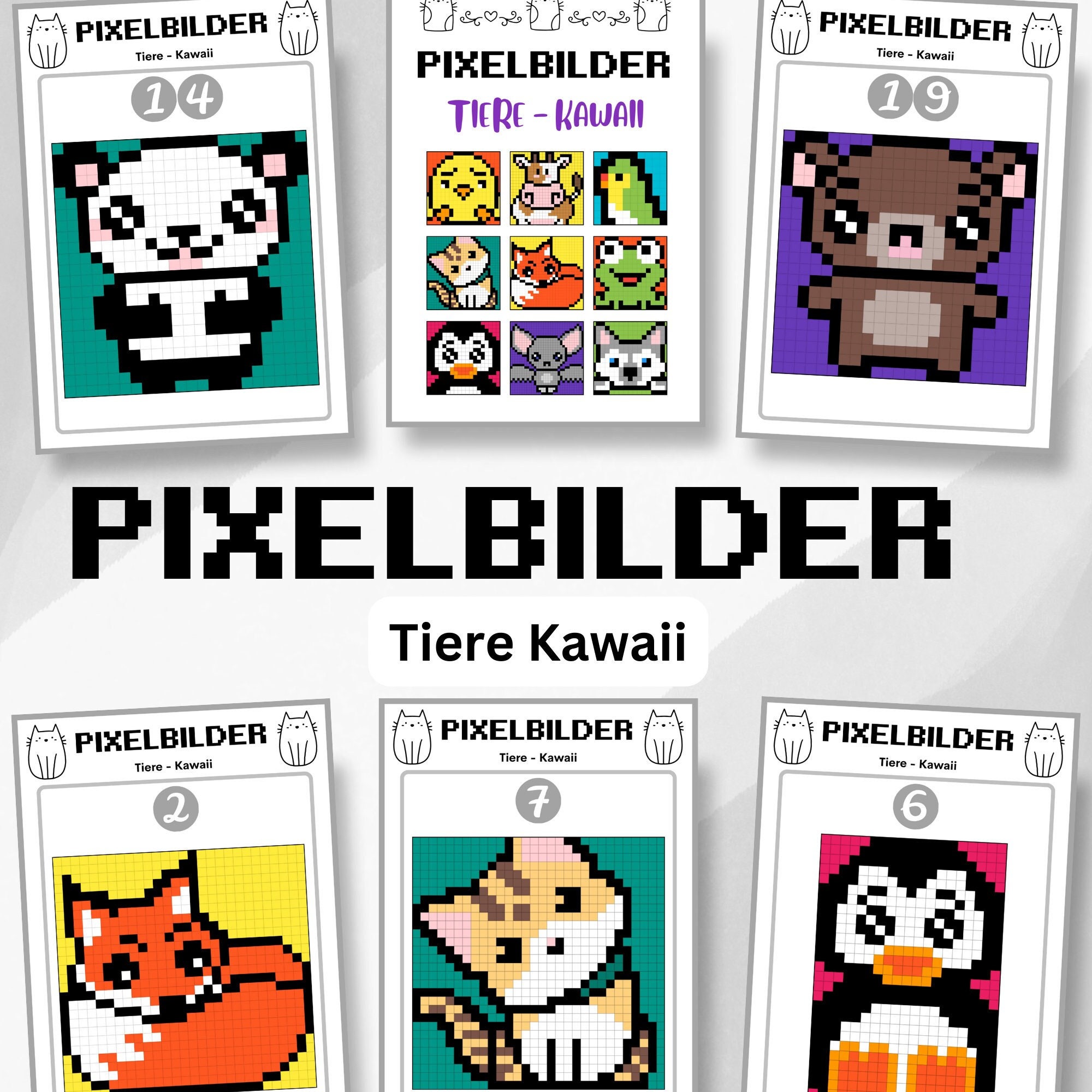 Pixel Pictures: Animals Kawaii Pixel Art, Computer Science, Art - Etsy