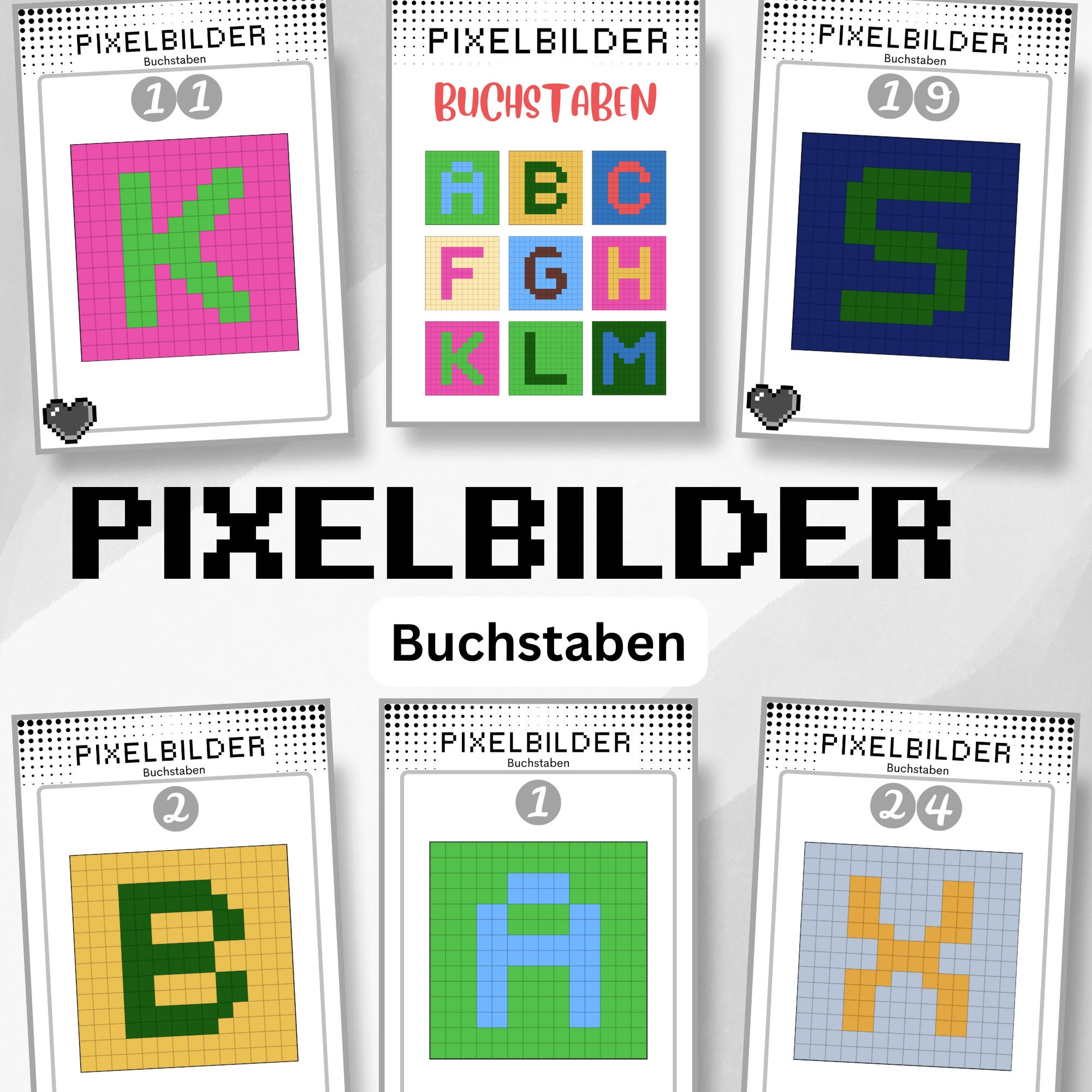 Pixel Pictures: Letters Pixel Art, Computer Science, Art - Etsy